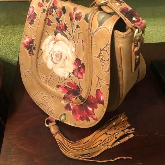 Frye | Bags | Hand Applied Flower Appliqu Tan Suede Frye Purse | Poshmark